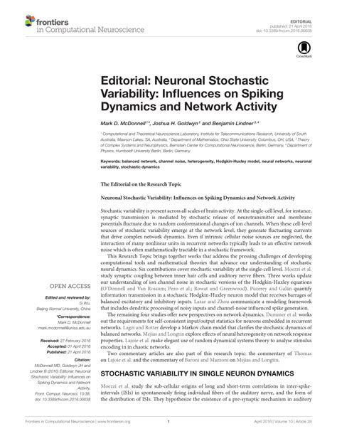 pdf editorial neuronal stochastic variability influences on spiking