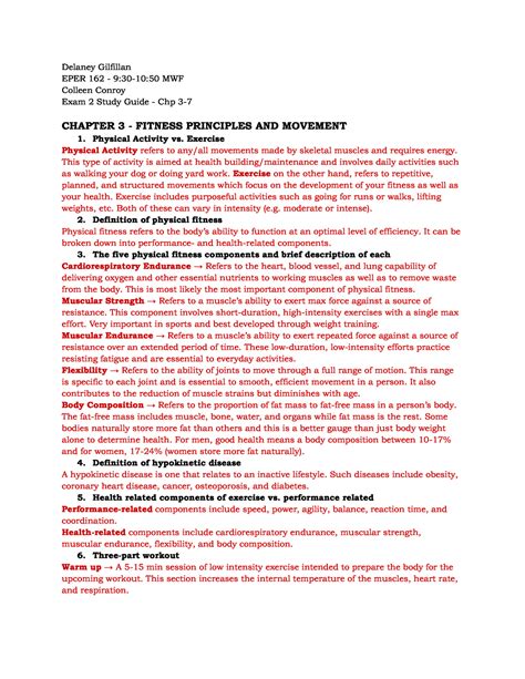 EPER 162 Chapters 3 7 Exam Study Guide Delaney Gilfillan EPER 162 9 30 10 50 MWF Colleen