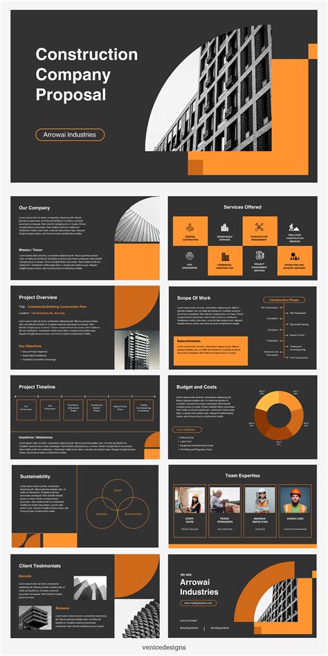 Orange And White Geometric Construction Company Proposal Presentation