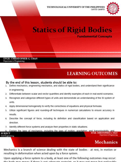 1 Statics Of Rigid Bodies Fundamental Concepts Pptx Pdf