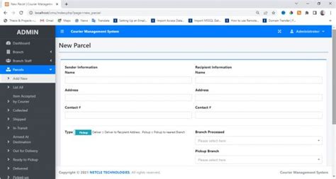 Courier Management System In PHP MySQL