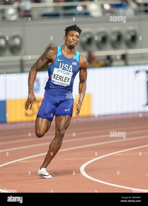Fred Kerley Running The 400m At The 2019 World Athletics Championships