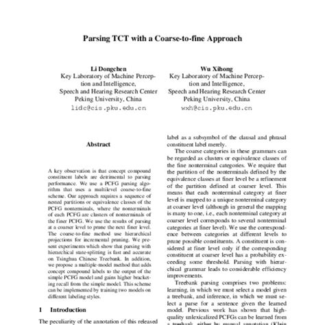 Parsing Tct With A Coarse To Fine Approach Acl Anthology