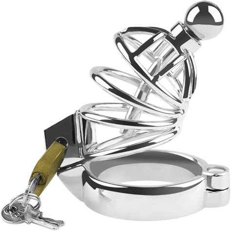 Men Bondage Penis Cage Sex Toy Metal Threaded Chastity Cage