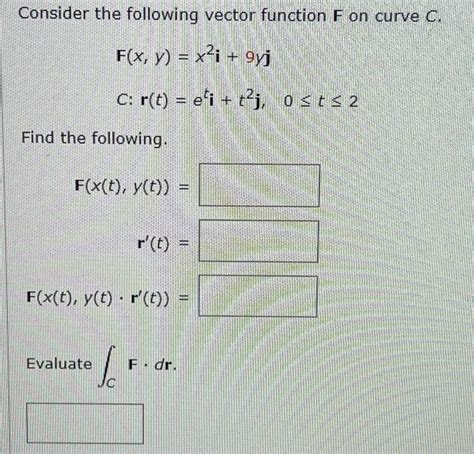 Solved Consider The Following Vector Function F On Curve C Chegg