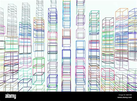 Color Abstract Square Rectangle Pattern Generative Art Background 3d Perspective View Vector