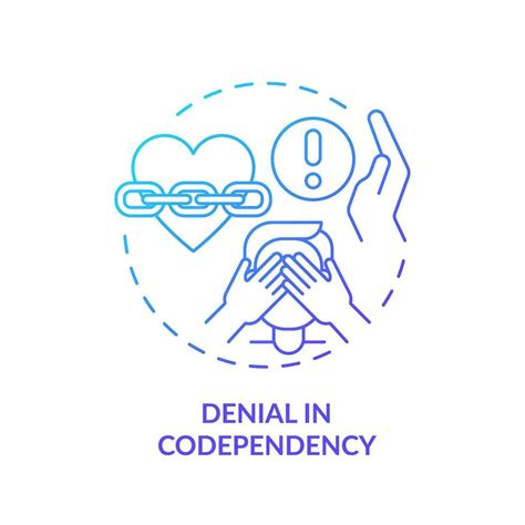 2d Thin Line Gradient Icon Denial In Codependency Concept Isolated Vector Blue Illustration