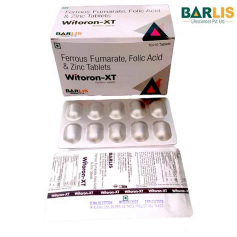Ferrous Fumarate Folic Acid And Zinc Tablets Packaging Type Box Packaging Size 10 X 10