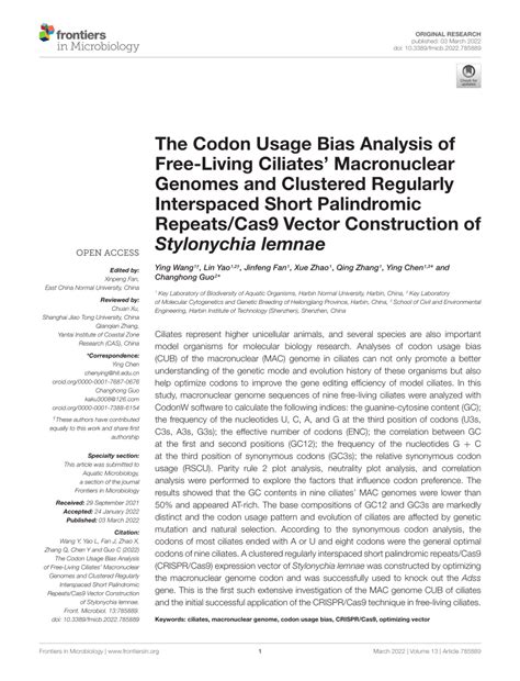 pdf the codon usage bias analysis of free living ciliates