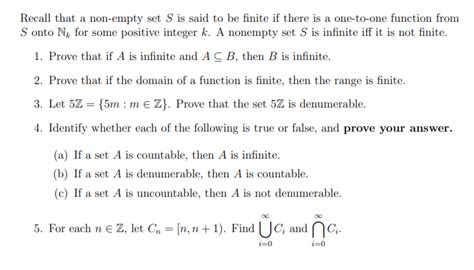 Solved Recall That A Non Empty Set S Is Said To Be Finite If Chegg Com