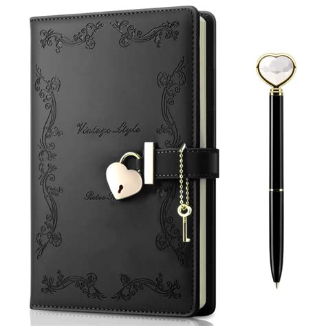 Mousbull Lock Diary With Key And Pen For Girls 192 Pages Vintage Leather Heart Shaped Journal
