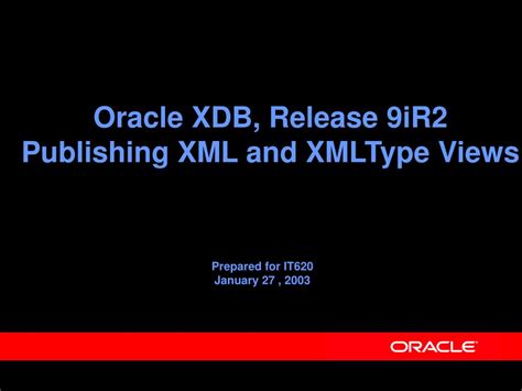 Ppt Oracle Xdb Release Ir Publishing Xml And Xmltype Views Powerpoint Presentation Id