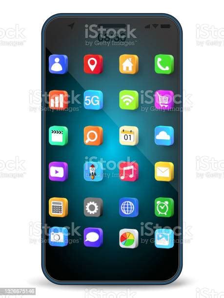 모바일 새로운 기술 및 통신 개념으로 흰색 배경에 격리 응용 프로그램 아이콘과 스마트 폰에 응용 프로그램 벡터 그림입니다 스마트폰에 대한 스톡 벡터 아트 및 기타 이미지