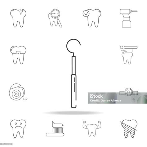 치과 프로브 아이콘입니다 치과 윤곽 라인 아이콘의 자세한 세트 프리미엄 품질의 그래픽 디자인 아이콘입니다 웹사이트 웹 디자인