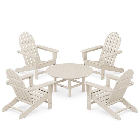 Polywood Classic Adirondack 5 Piece Conversation Set Sand Bbqguys