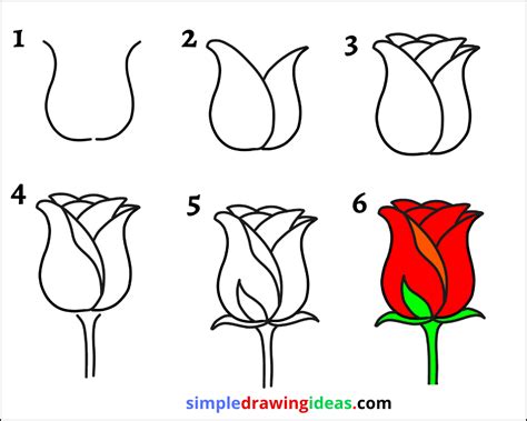How To Draw A Rose Step By Step Simple Drawing Ideas