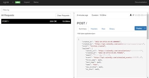 calendly webhooks ngrok documentation