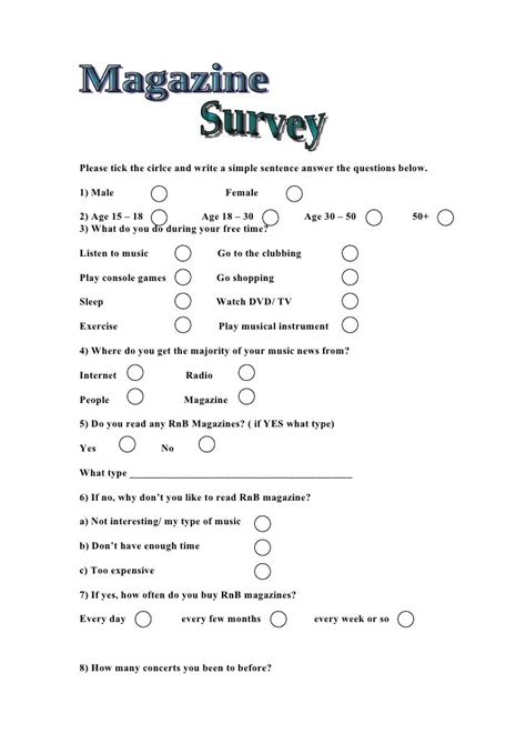 Magazine Questionnaire Examples At Toby Wise Blog
