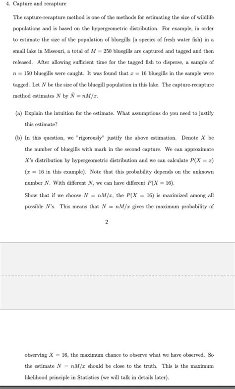 Solved The Capture Recapture Method Is One Of The Methods