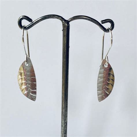 Textured Leaf Earrings Spiral Sun Jewellery