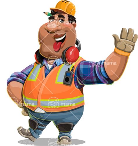 Funny Constructor Cartoon Character Set Making Face Graphicmama