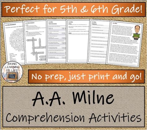 Aa Milne Close Reading And Biography Bundle 5th Grade And 6th Grade