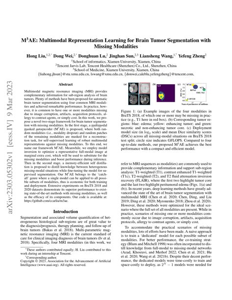 Pdf M3ae Multimodal Representation Learning For Brain Tumor Segmentation With Missing Modalities