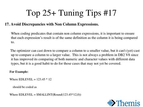 Ppt Top 25 Db2 Sql Tuning Tips For Developers Powerpoint