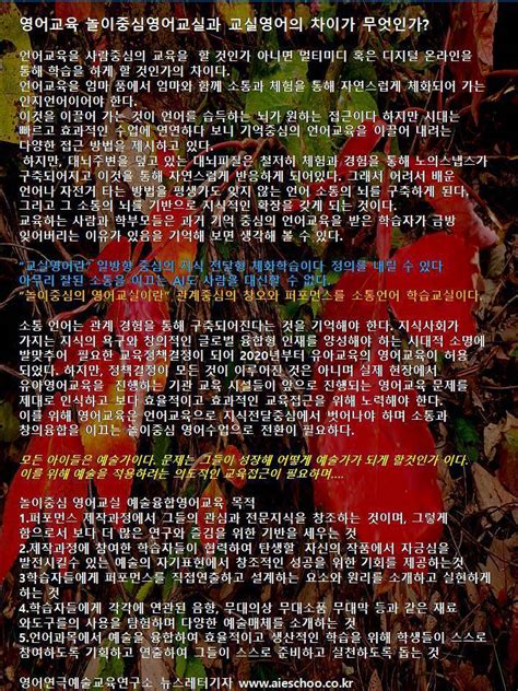 유치원 어린이집 영어교육으로 학부모외 학원장의 혼돈을 야기하는 놀이중심영어교실과 교실영어의 차이는 무엇인가