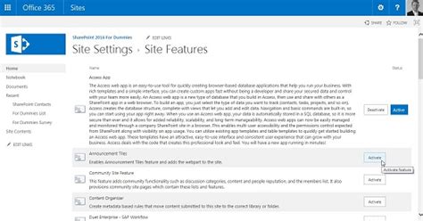 turning features on and off in sharepoint 2016 dummies