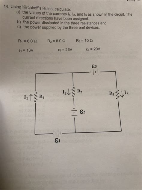 Solved Using Kirchhoff S Rules Calculate A The Values Chegg