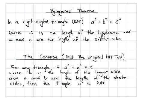 C Pythagoras Theorem Pythagoras Theorem In A Right Angled Triangle RAT A T B C Where C Is