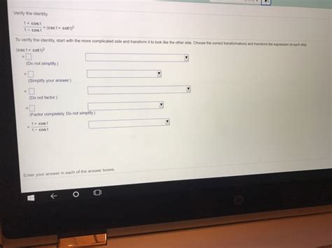 Solved Verify The Identity 1 Cos T 1 Cos T Csc T Chegg Com
