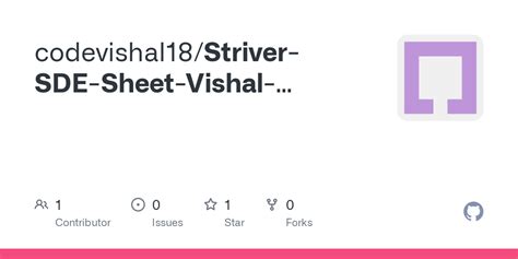 Github Codevishal18striver Sde Sheet Vishal Bhanja