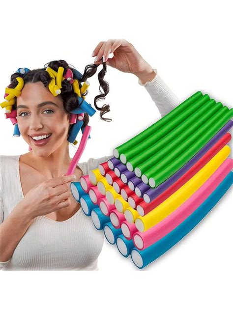 10pcs Flexible Heatless Hair Rollers - Bendy Twist Curling Rods For DIY ...