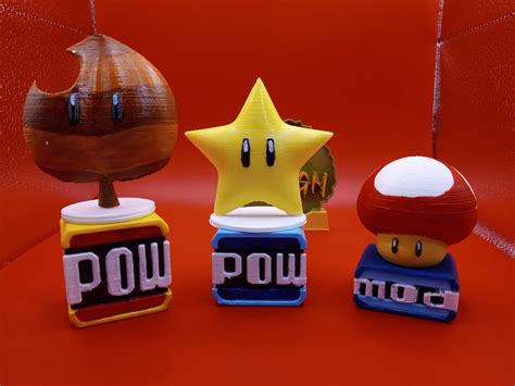 Stl File Mario Pow Blocks Display Stand Power Block・3d Print Design To Download・cults
