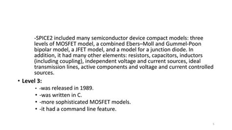 Spice Level Ilevel Iilevel Iii And Bsim Models Pptx