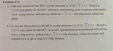 Solved Problem 7 2 A One Slip System For The Bcc Crystal