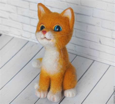 Купить Оранжевый солнечный котенок. Валяная игрушка из шерсти ...