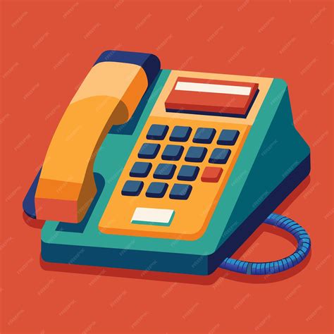 Classic Vector Illustration Of An Office Telephone With A Cord Numeric Keypad And Receiver