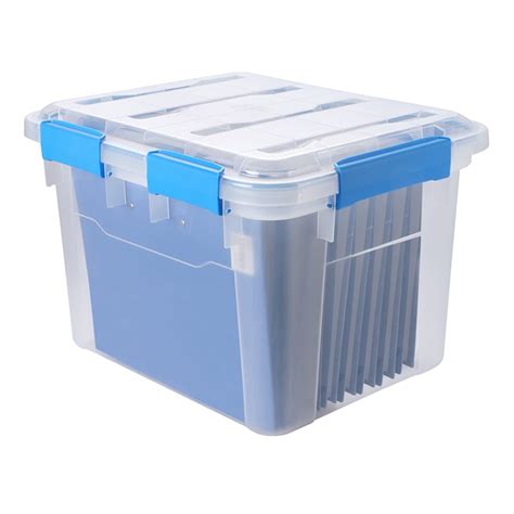 Waterproof File Box Clear With Blue Clasps At Home
