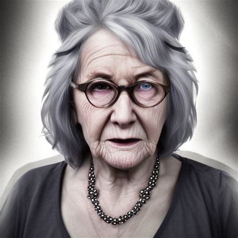 Granny Hyperrealistic Granny Portrait In Splash Art Style