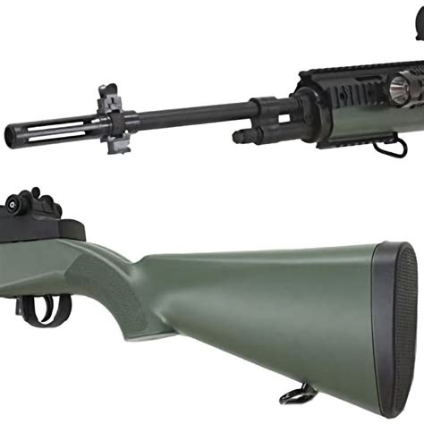 Agm Airsoft M14 Spring Rifle With Rail And Red Dot 270 Fps Od Color
