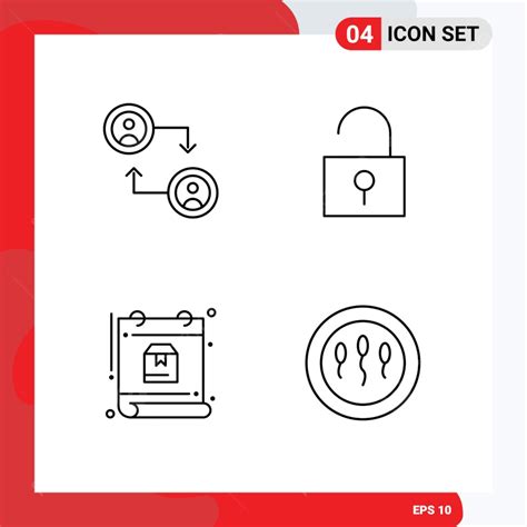 Modern Set Of 4 Filledline Flat Colors And Symbols Such As Account