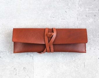 Brown Classy Leather Pencil Case Pen Pouch Etsy