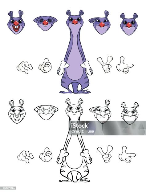 당신을 위한 귀여운 만화 캐릭터 몽구스의 벡터 일러스트레이션 디자인 및 컴퓨터 게임 색칠하기 책 윤곽선 세트 감정에 대한 스톡 벡터 아트 및 기타 이미지 Istock