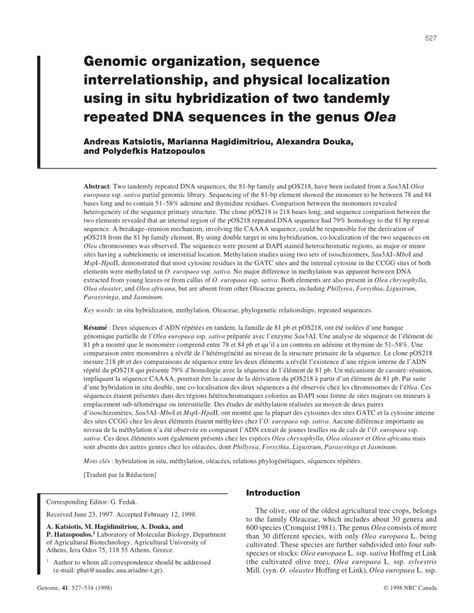 Pdf Genomic Organization Sequence Interrelationship And Physical