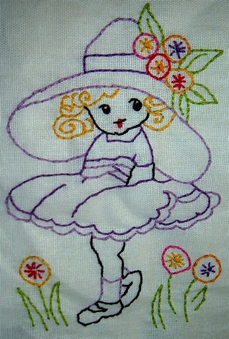 Girl In Hat Embroidery Sentimental Stitches Pattern Birds Embroidery Designs Embroidery
