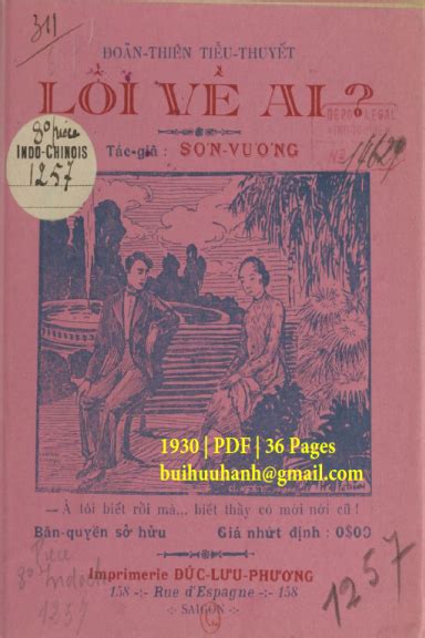 Lỗi Về Ai Nxb Đức Lưu Phương 1930 Sơn Vương 36 Trang Sách Việt Nam