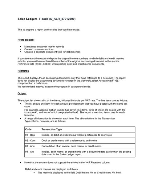 Task0526545 Sales Ledger Report Pdf Invoice Debits And Credits